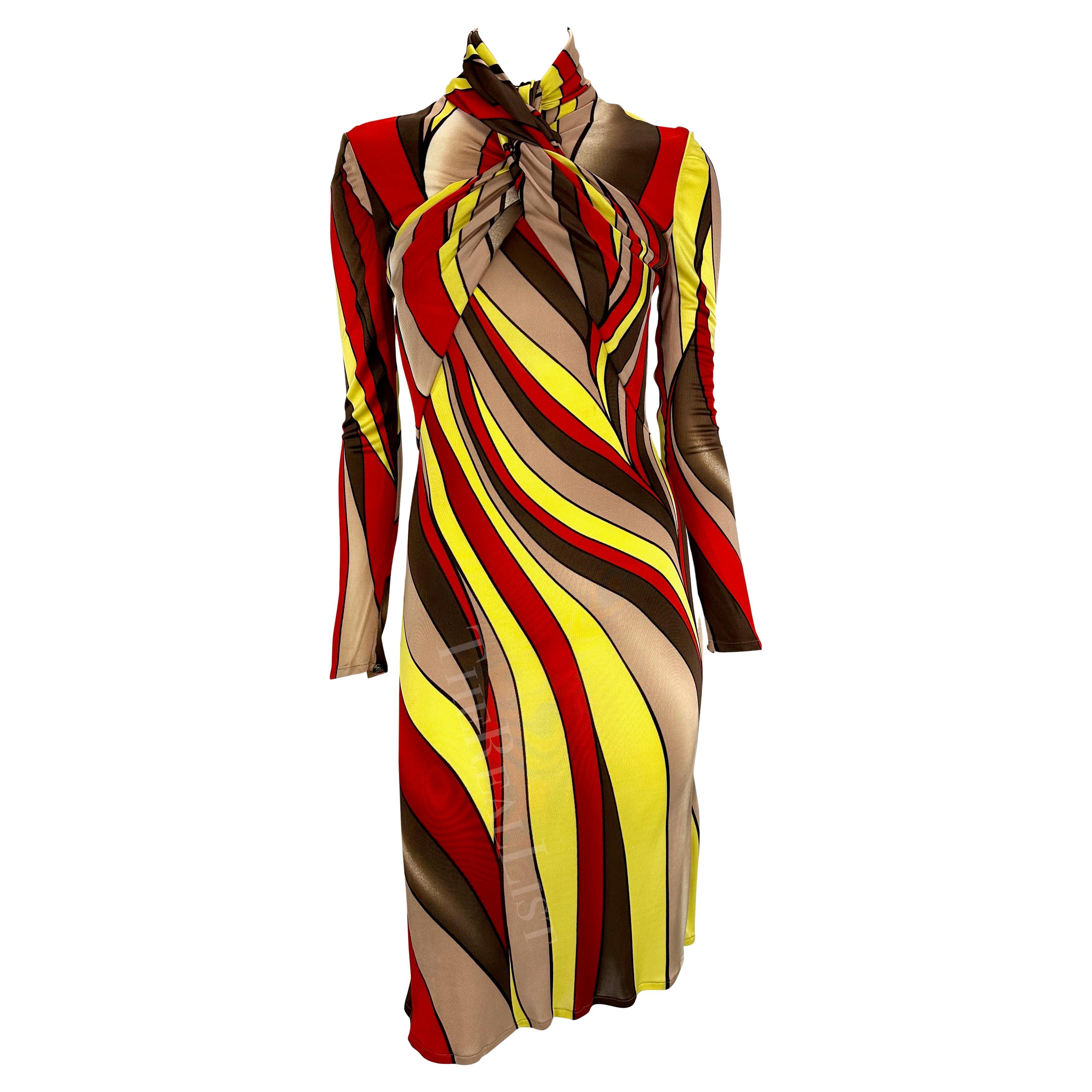 NWT F/W 2000 Gianni Versace by Donatella Brown Red Abstract Multicolor ...