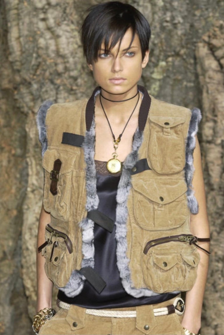 NWT F/W 2002 Dolce and Gabbana Runway Fur Lined Corduroy Cargo Pocket ...