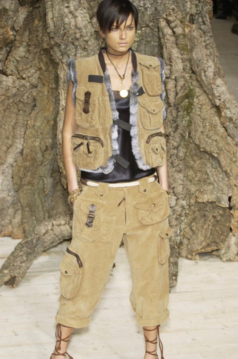 NWT F/W 2002 Dolce and Gabbana Runway Fur Lined Corduroy Cargo Pocket ...