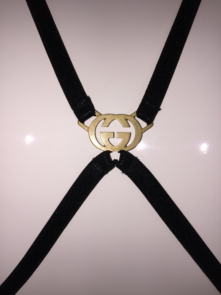 NWT F/W 2003 Gucci by Tom Ford Sheer Black Mesh Bondage Bra and Panty ...