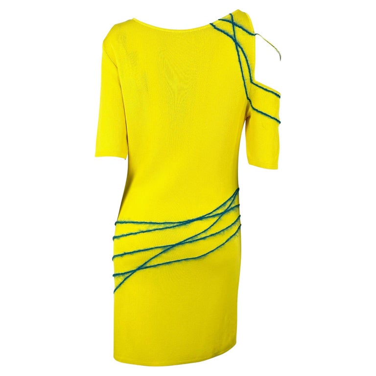 NWT S/S 1998 Gianni Versace by Donatella Yellow Knit Dress For Sale at ...