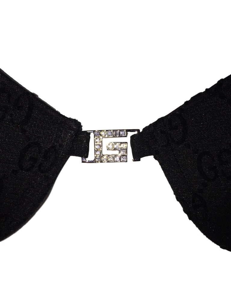 NWT S/S 1998 Gucci Tom Ford Black Crystal Logo Monogram Panty Bra and ...