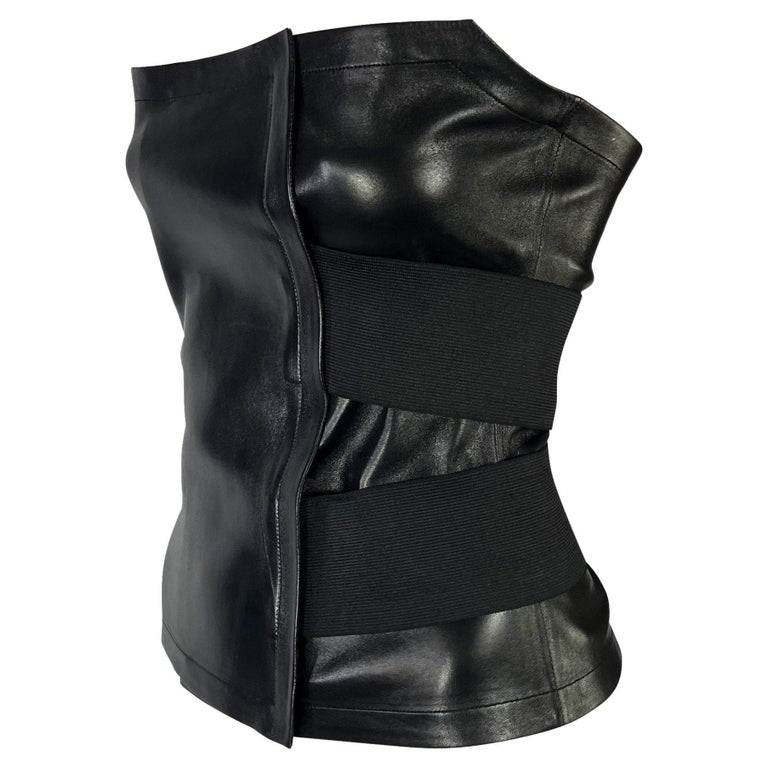 NWT S/S 2001 Yves Saint Laurent by Tom Ford Black Leather Bandage Strap ...