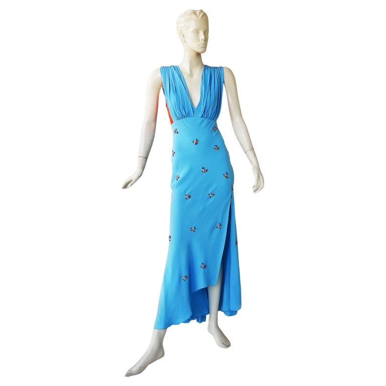 NWT Schiaparelli Jeweled Flowers Silk Evening Dress at 1stDibs