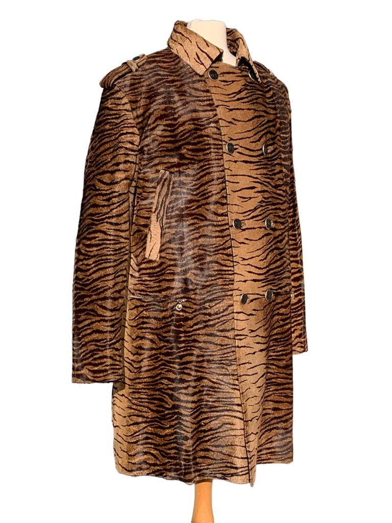 NWT Vintage Gianni Versace Zebra Print Fur Leather Men's Coat Italian ...