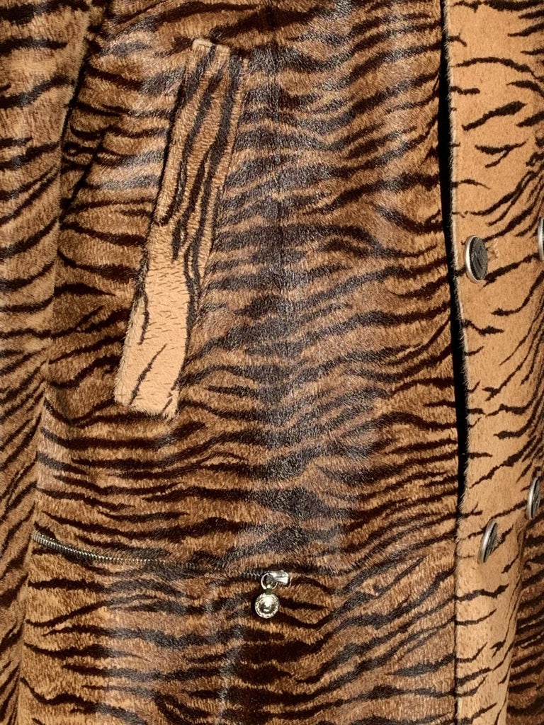 NWT Vintage Gianni Versace Zebra Print Fur Leather Men's Coat Italian ...