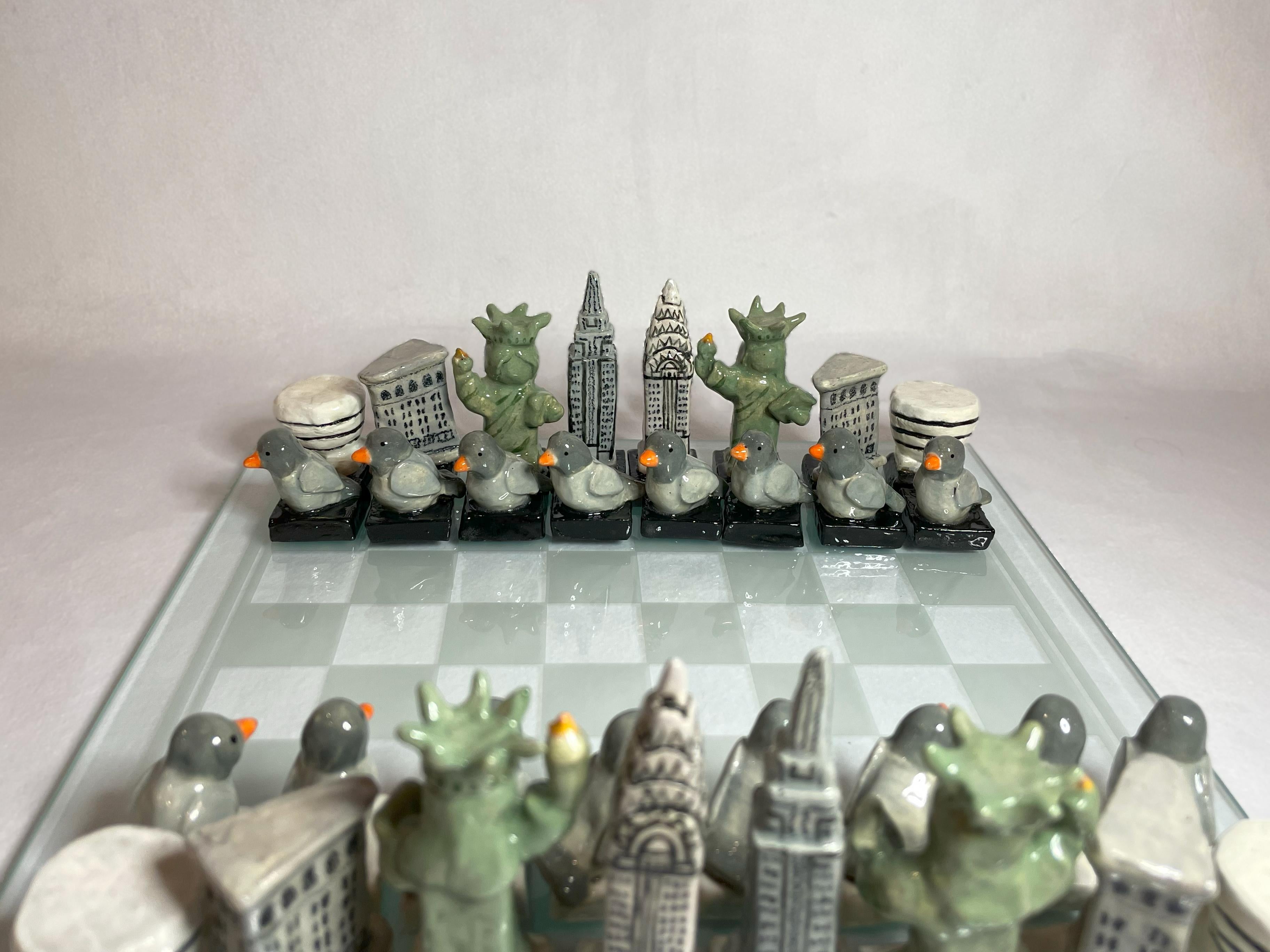 NYC Themed Handcrafted Chess Set For Sale at 1stDibs