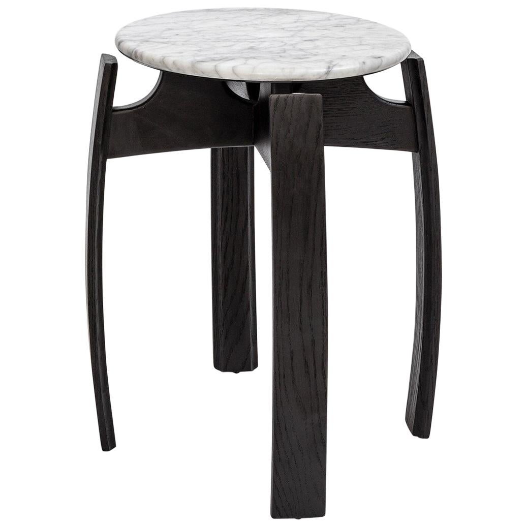 Nymph Wood Side Table Large Version, Ebonized Oak with Marble Top ...