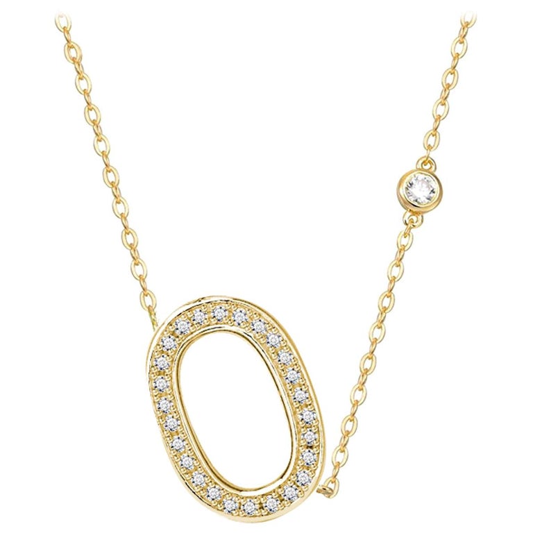 O-Initial Bezel Chain Necklace For Sale at 1stDibs