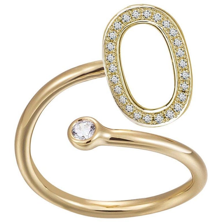 Customizable O Initial Bezel Wire Ring For Sale at 1stDibs