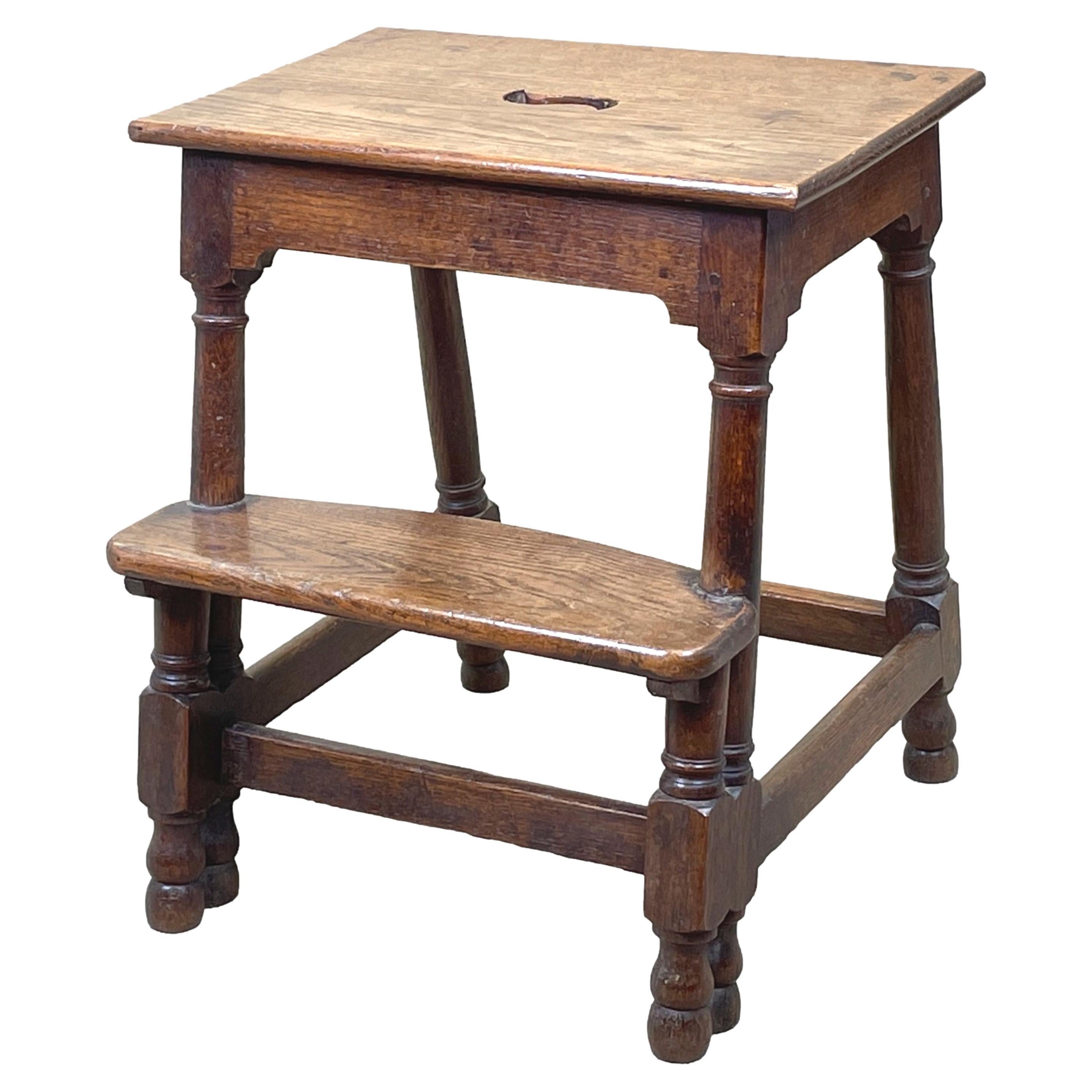 19th Century Gothic Revival Oak Stool For Sale at 1stDibs