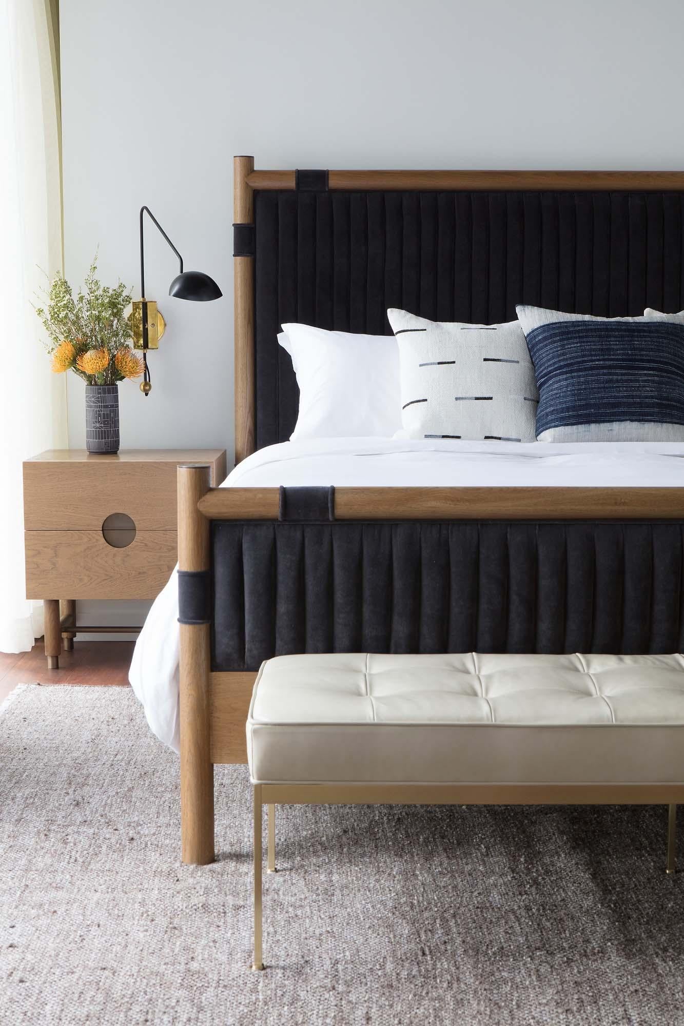 Oak and Alpaca Bouclé Chiselhurst Bed No Footboard by Lawson-Fenning ...