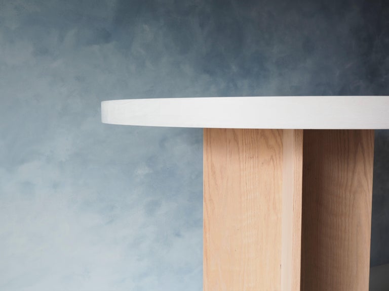 Oak and Beech Round Pedestal Dining or Entry Table by MSJ Furniture at ...