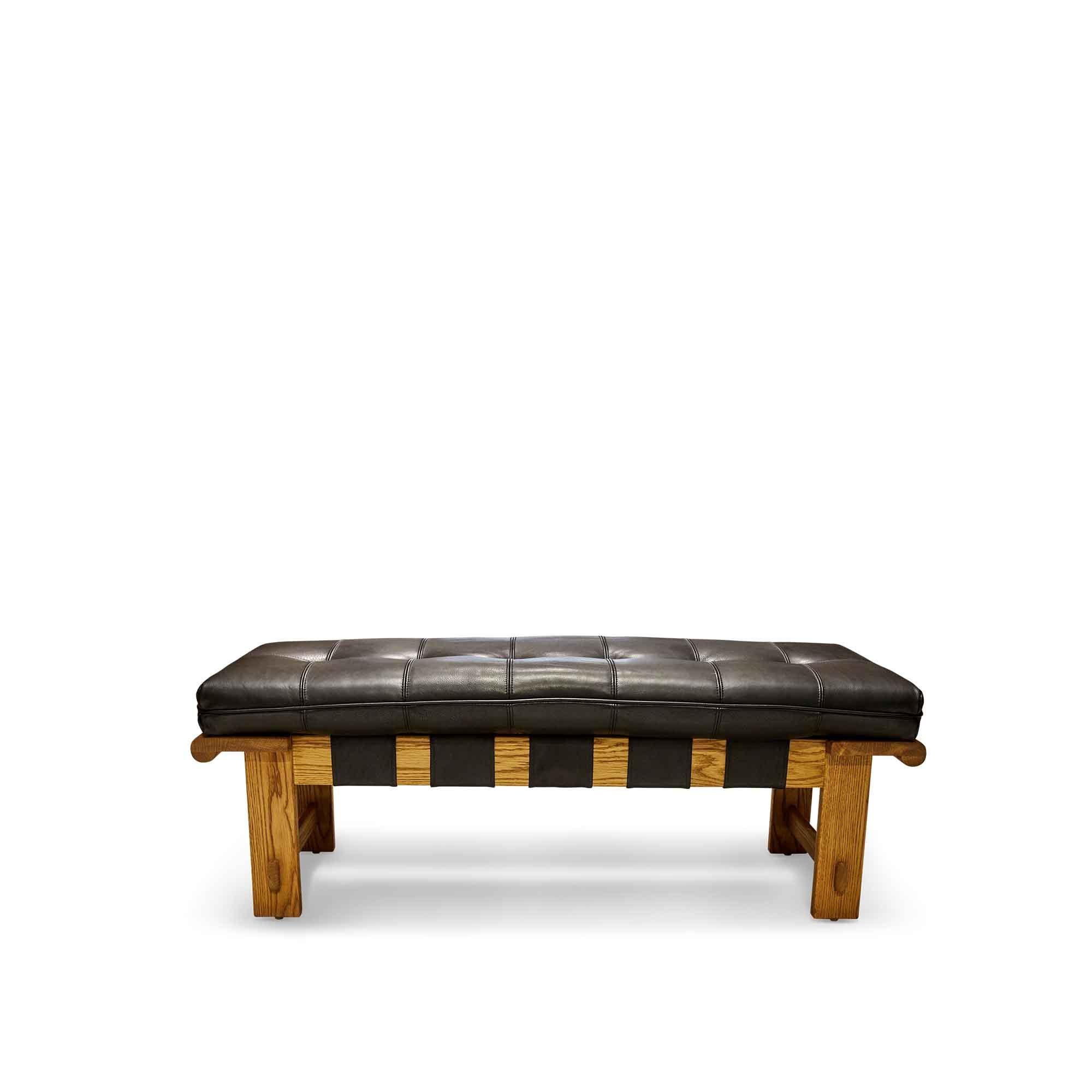 Imo Bench in Oak and Leather Black Pad For Sale at 1stDibs