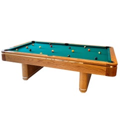 Oak and Brass Pool Table, 1980s USA at 1stDibs