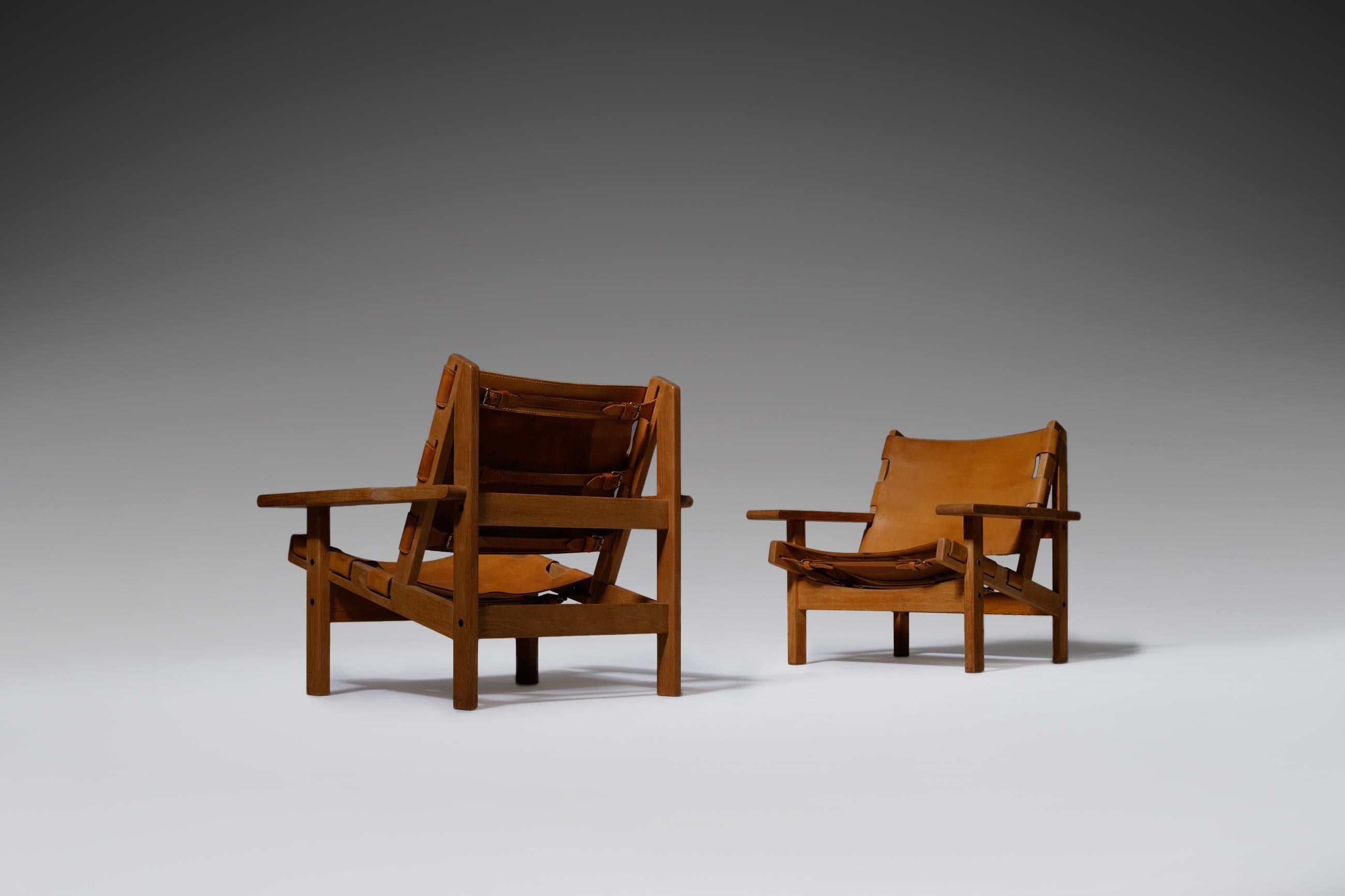 Oak and Cognac Saddle Leather ‘Hunting Chairs’ by Kurt Østervig for K.P ...