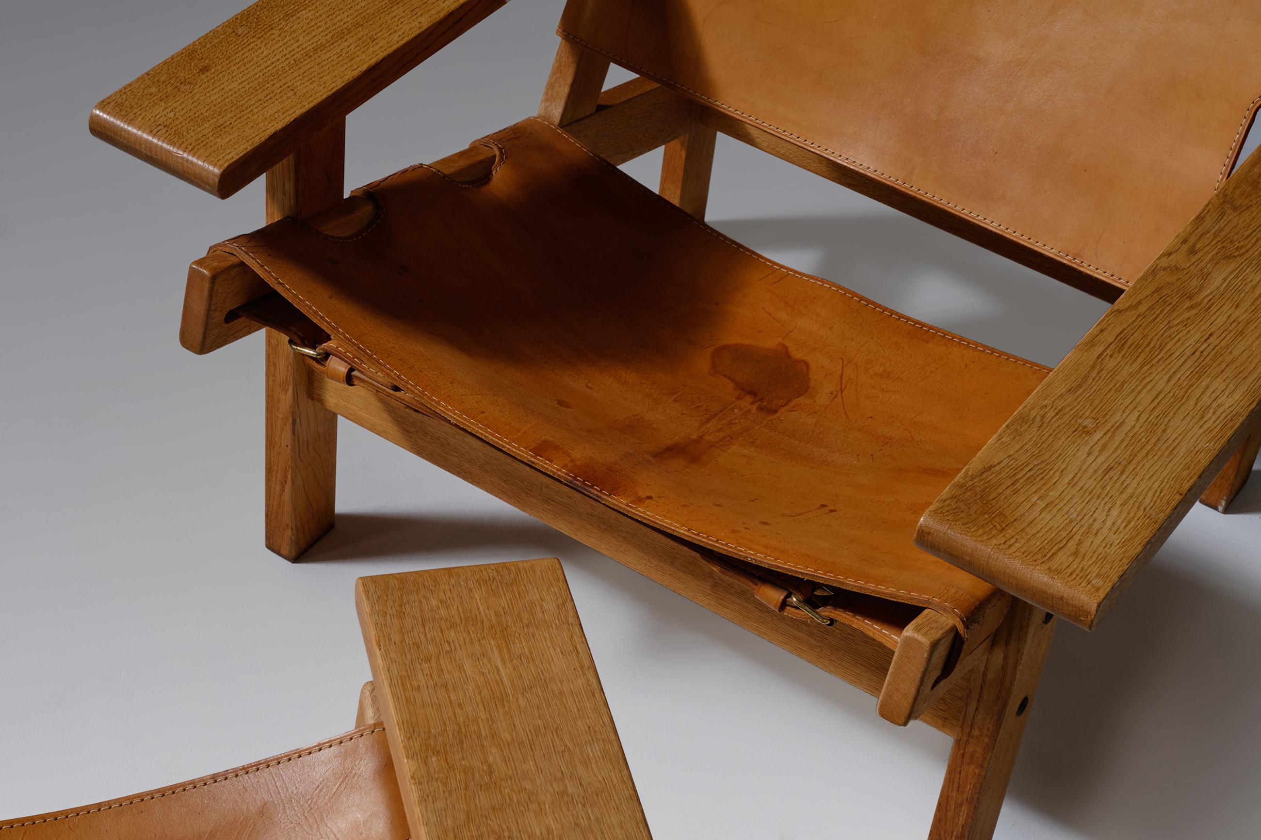 Oak and Cognac Saddle Leather ‘Hunting Chairs’ by Kurt Østervig for K.P ...