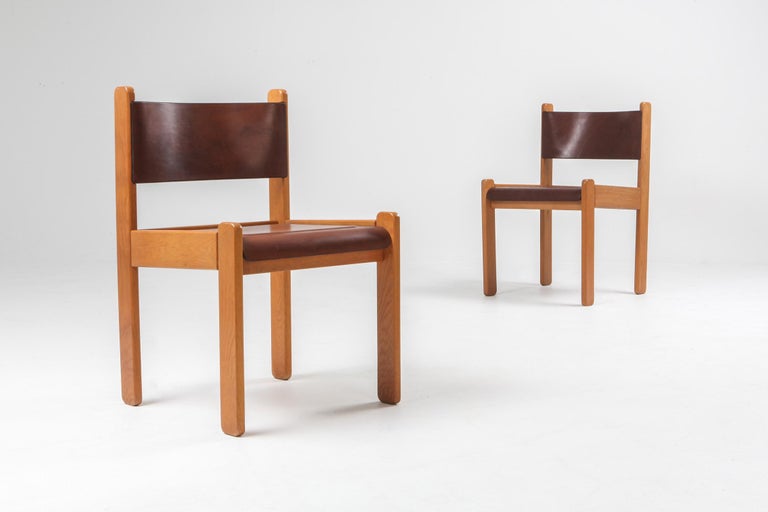 Oak and Leather Dining Chairs at 1stDibs | oak and leather dining chairs