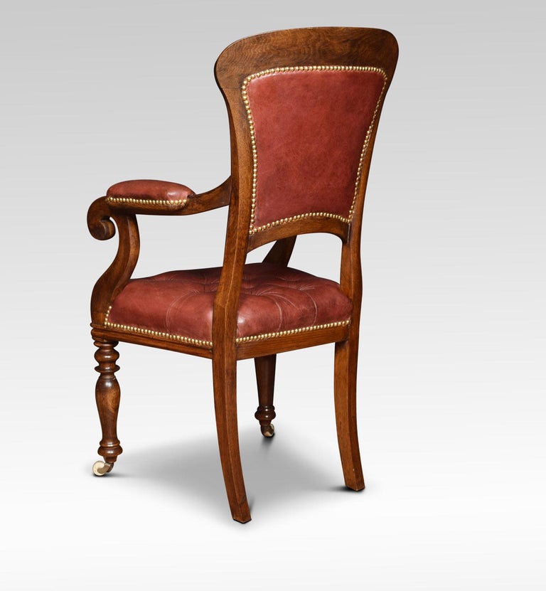 Oak and Red Leather Armchair at 1stDibs