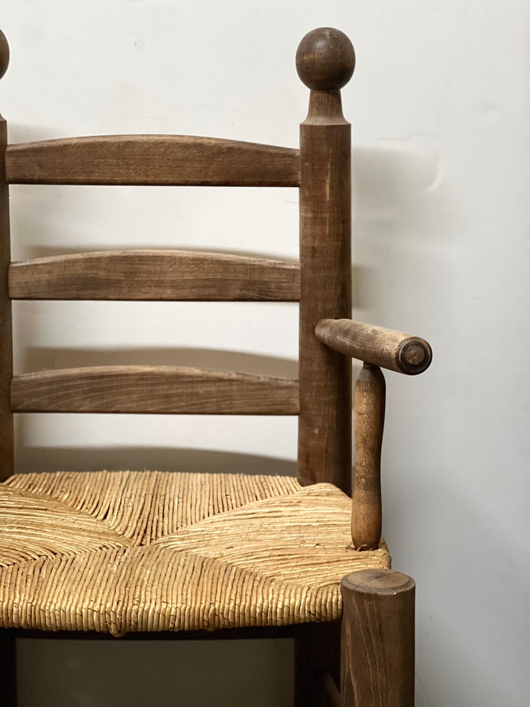 Oak and Rush Chairs Attributed to Charles Dudouyt, Pair For Sale at 1stDibs