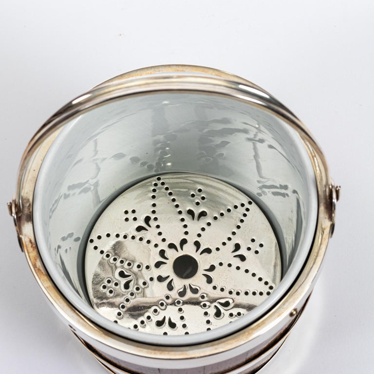 Oak and Silver Plate Ice Pail, circa 1930s at 1stDibs