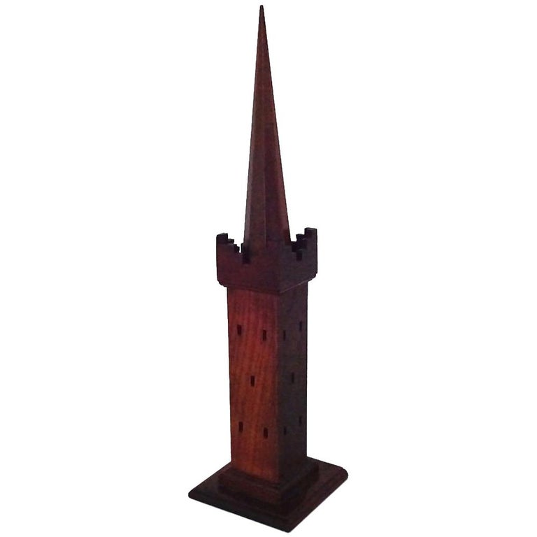 Oak Architectural Tower Model with Spire For Sale at 1stDibs