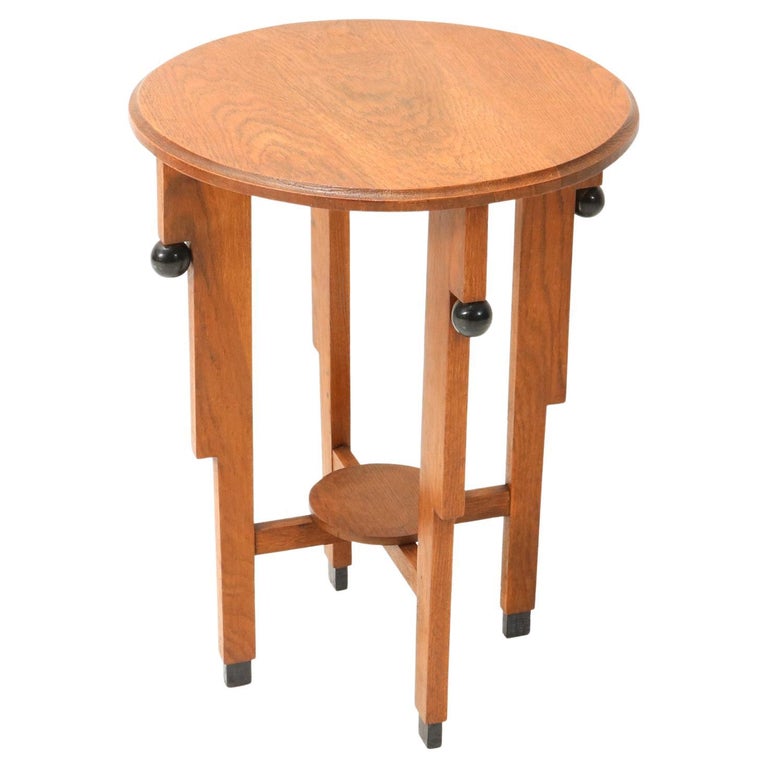 Oak Art Deco Amsterdamse School Side Table, 1920s For Sale at 1stDibs