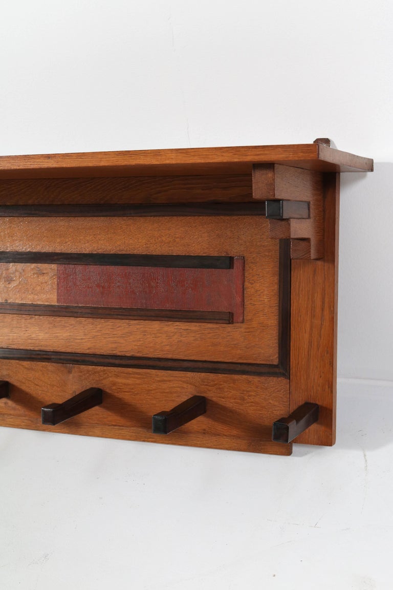 Oak Art Deco Haagse School Coat Rack by P.E.L. Izeren for Genneper ...