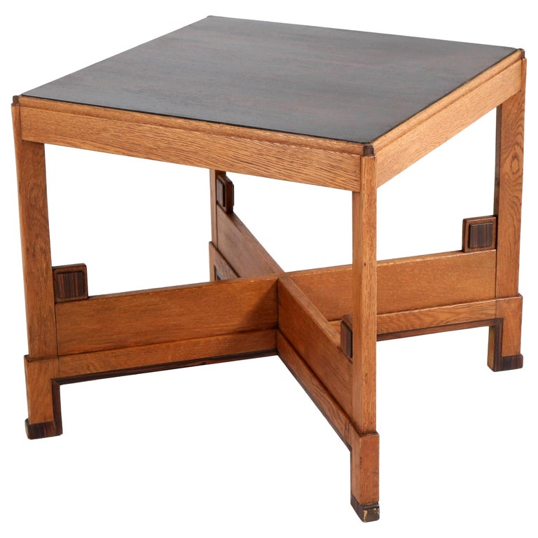 Oak Art Deco Haagse School Coffee Table, 1920s at 1stDibs