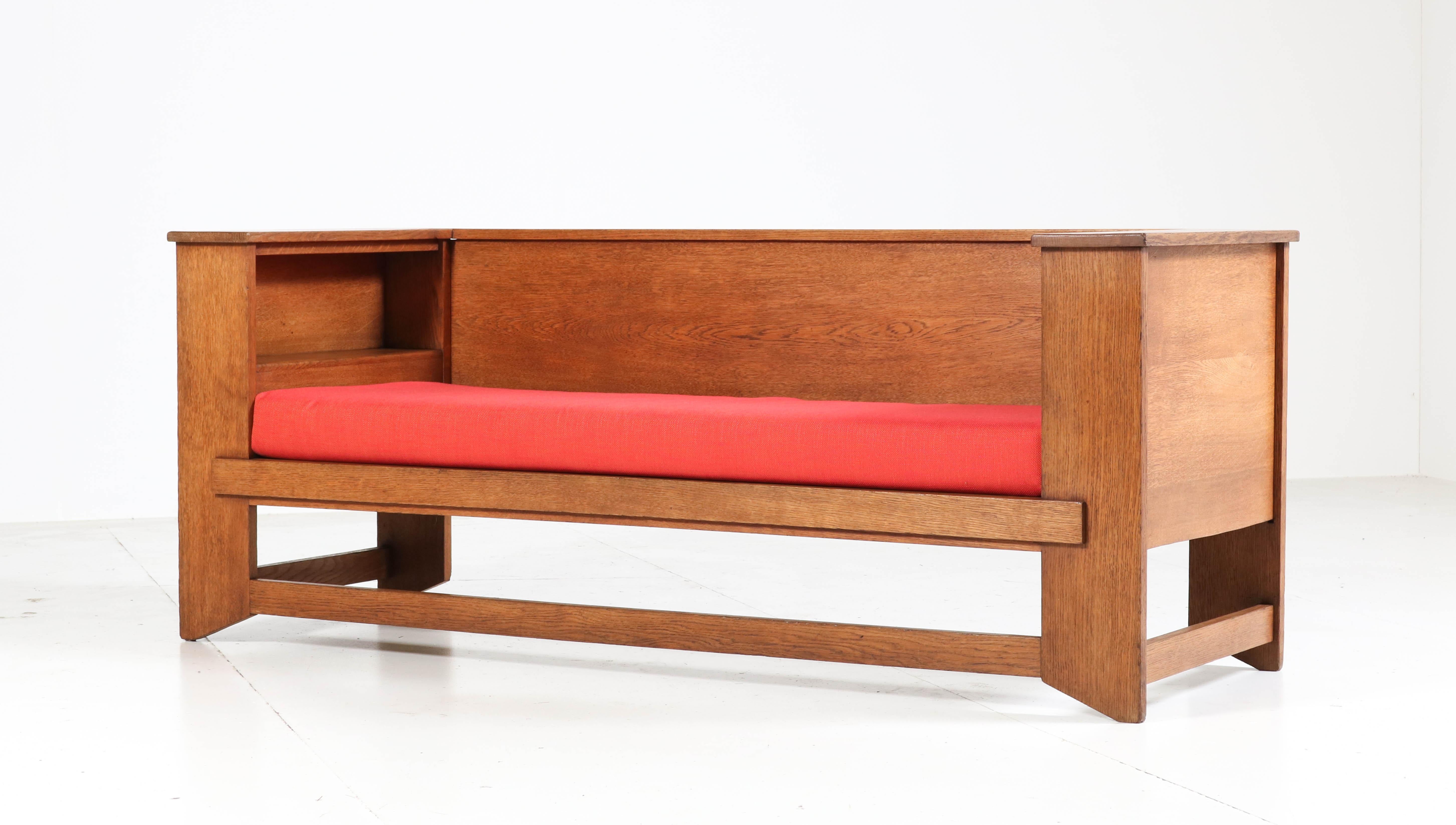 Oak Art Deco Haagse School Sofa or Bench by Hendrik Wouda for Pander ...
