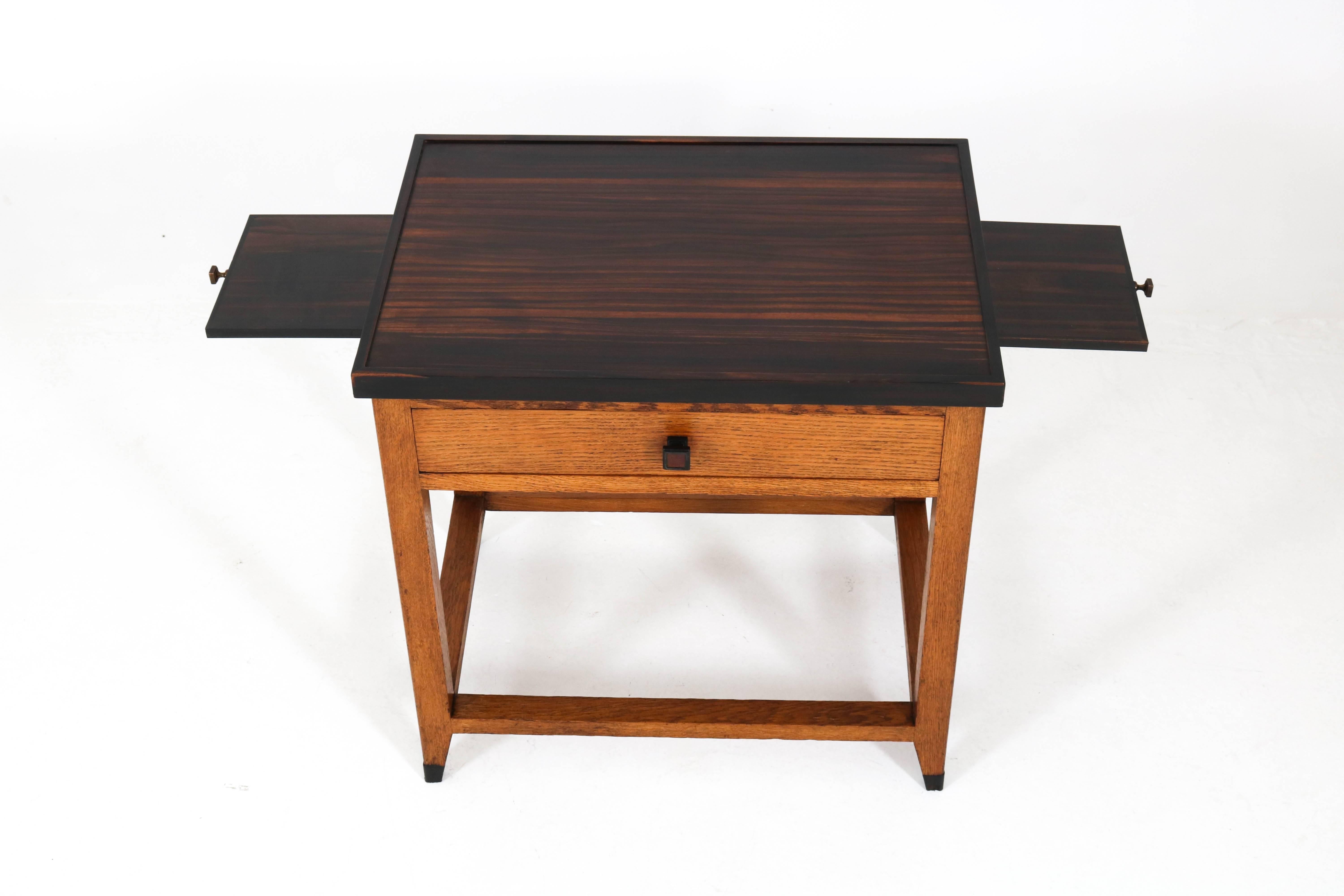 Oak Art Deco Haagse School Tea Table by Henk Wouda for Pander, 1924 at ...