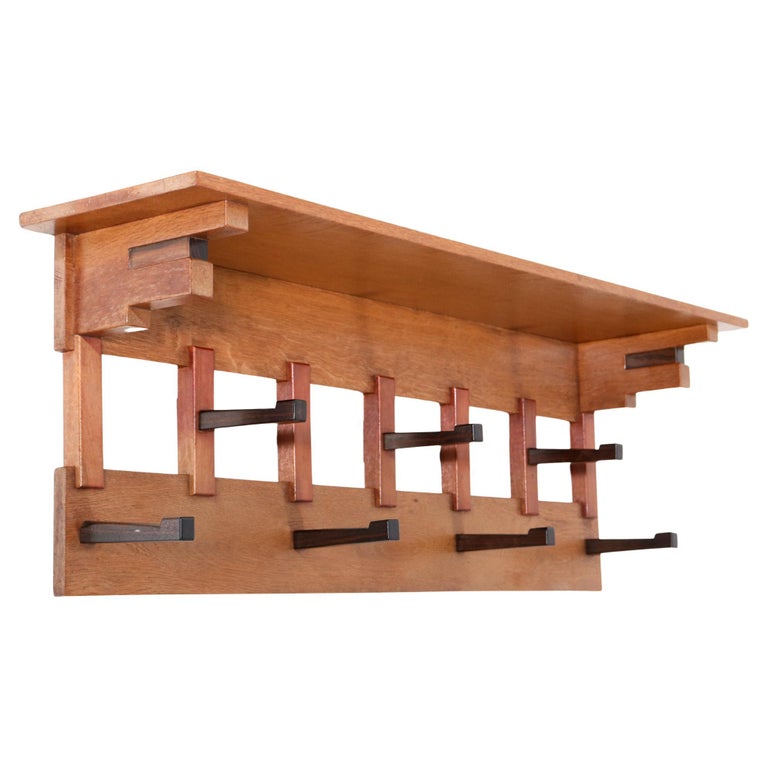 Oak Art Deco Modernist Coat Rack by P.E.L. Izeren for De Genneper Molen ...