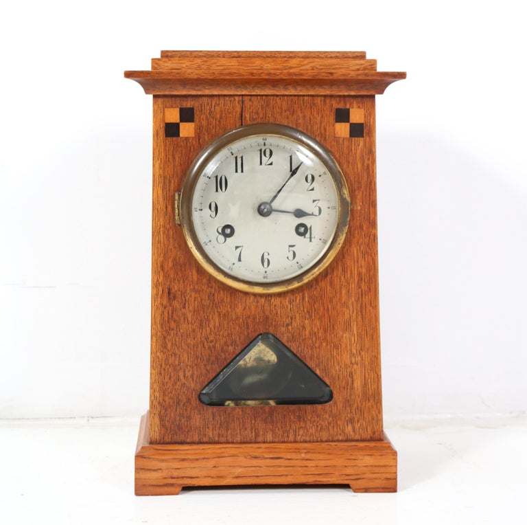 Oak Art Nouveau Jugendstil Clock Set, 1900s For Sale at 1stDibs