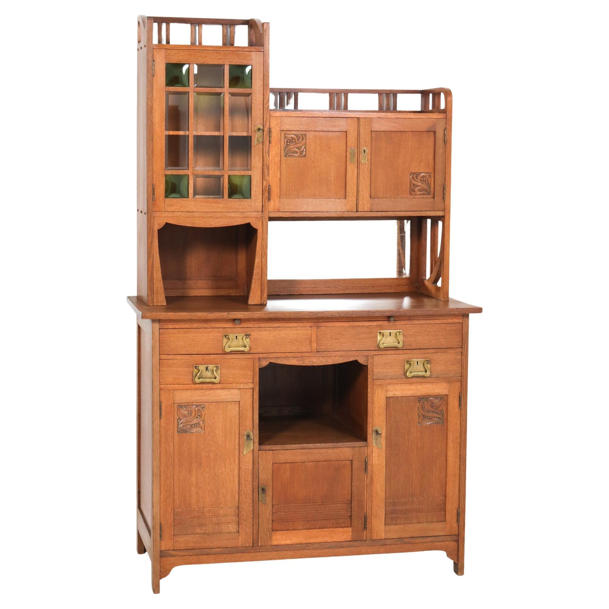 Fabulous Antique Scottish Tiger Oak Art Nouveau Sideboard, Buffet at ...