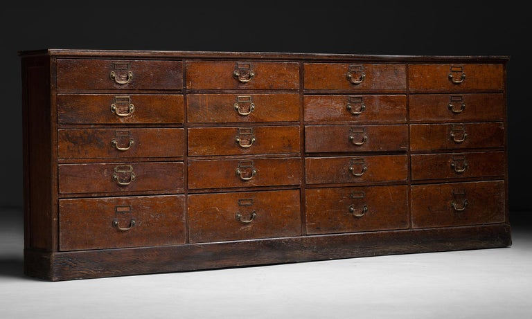 Oak Bank of Drawers, England circa 1910 For Sale at 1stDibs