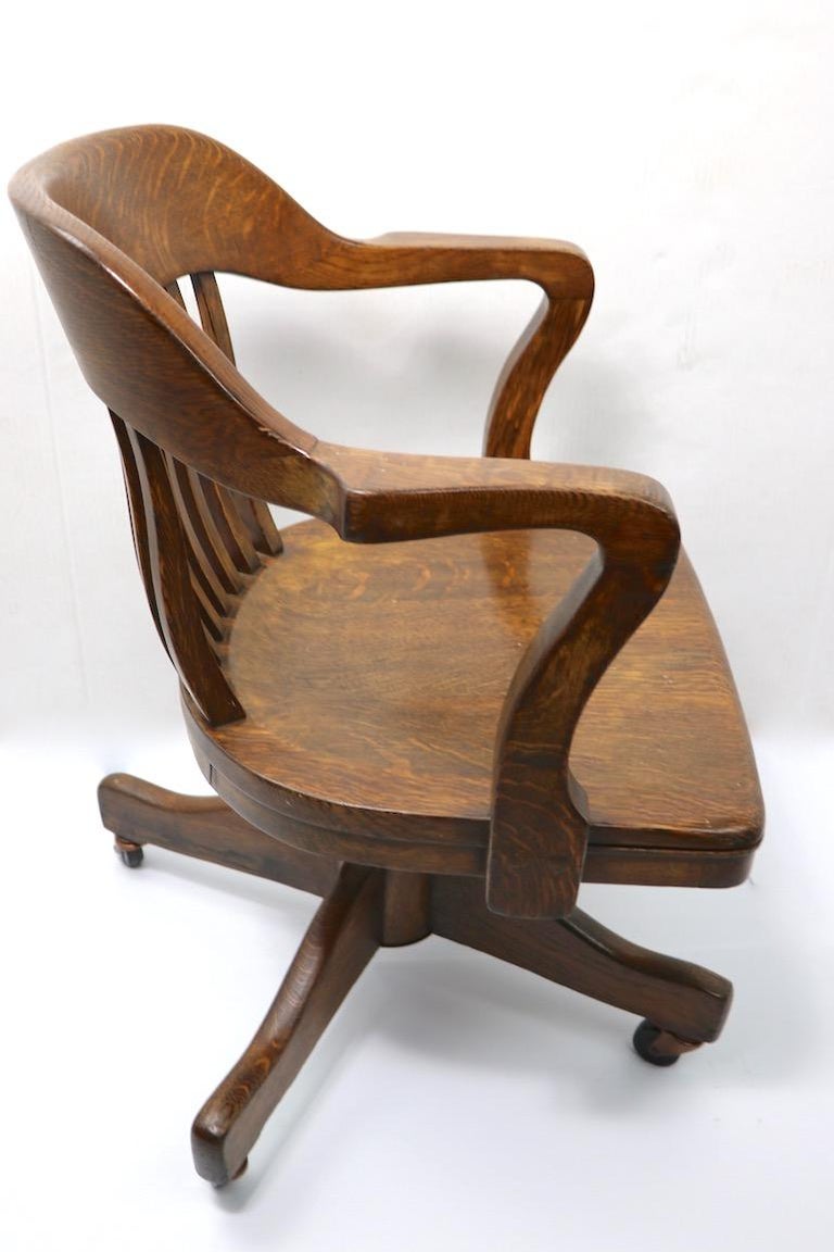 Oak Bank of England Swivel Office Chair at 1stDibs