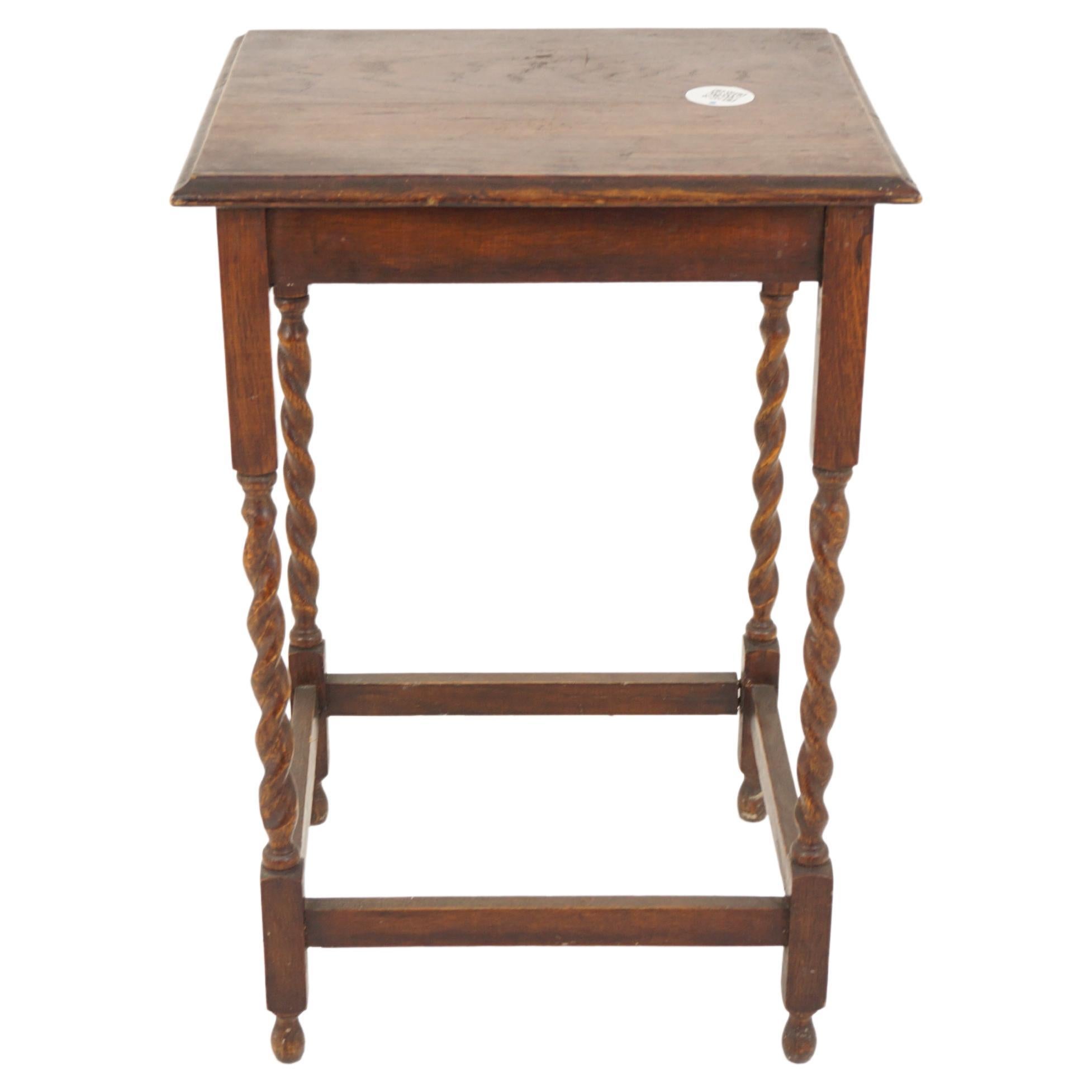 Antique Writing Table, Oak Library Barley Twist Hall Table, American ...