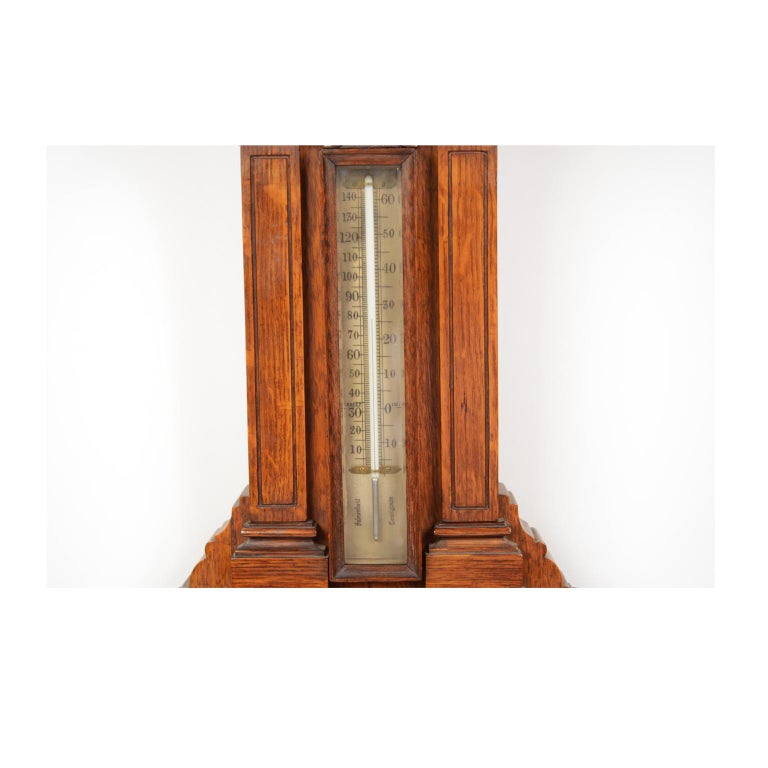 1900 Antique Oak Barometer Richly Carved, Antique Weather Forecast ...