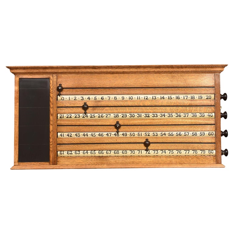 Oak Billiard Scoreboard at 1stDibs