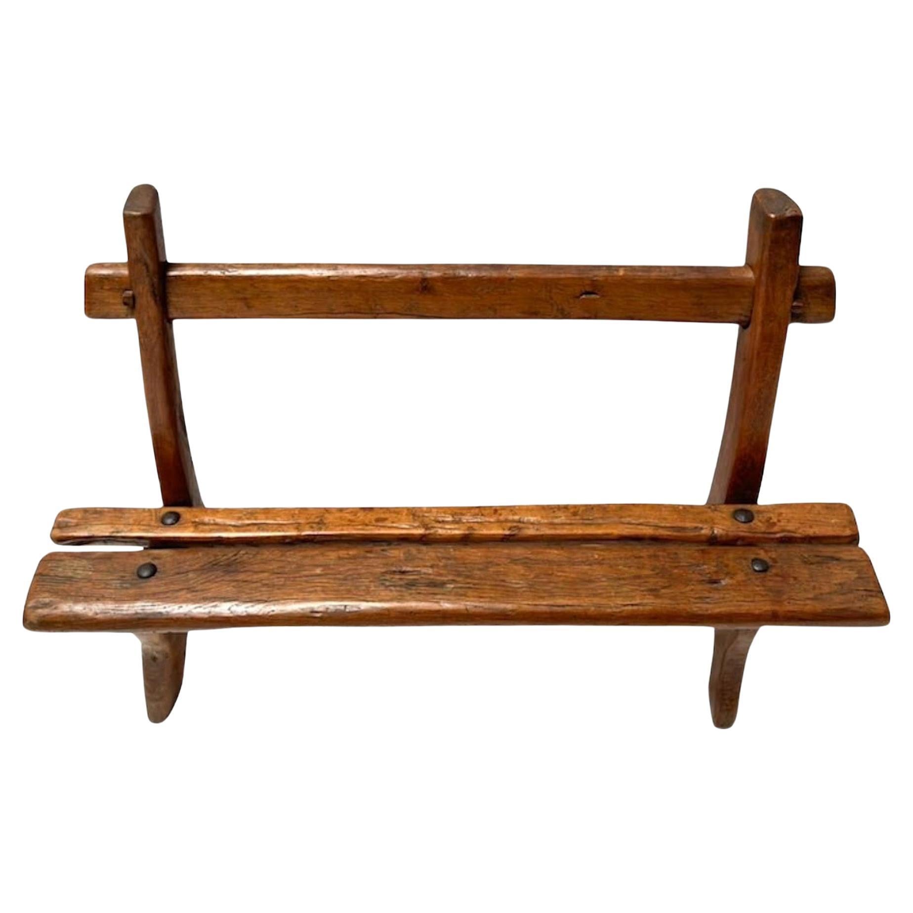 Oak Brutalist Rustic Small Bench, 1960s For Sale at 1stDibs
