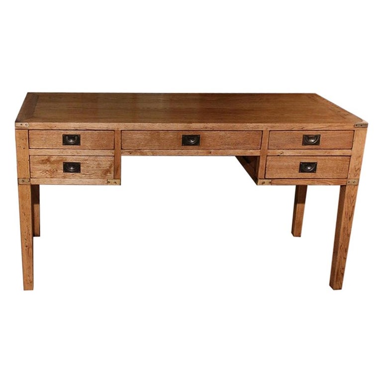 Oak Campaign Writing Desk at 1stDibs