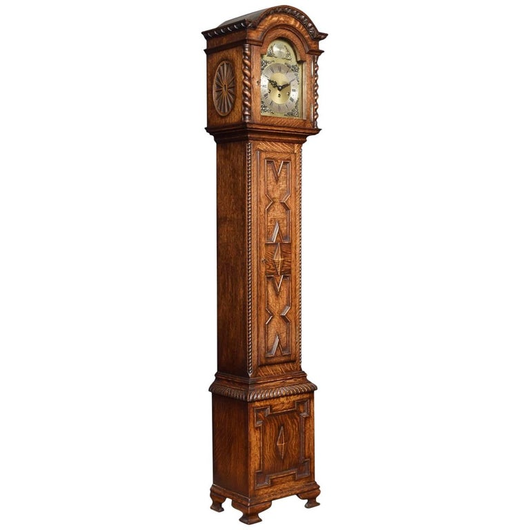 Oak Cased Grandmother Clock at 1stDibs