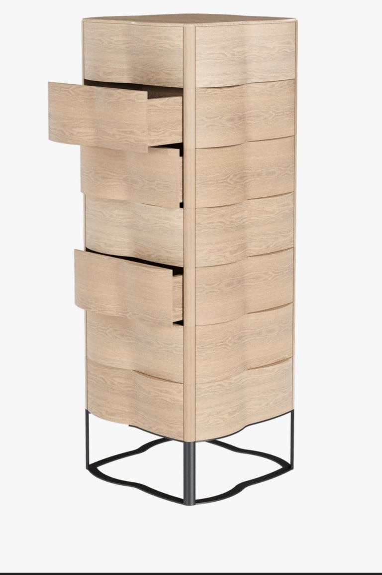 Oak Chest of Drawers Tall Sculptural Design For Sale at 1stDibs