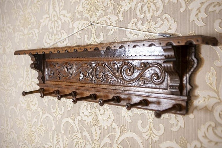 Oak Coat Rack from the Early 20th Century in Dark Brown For Sale at 1stDibs