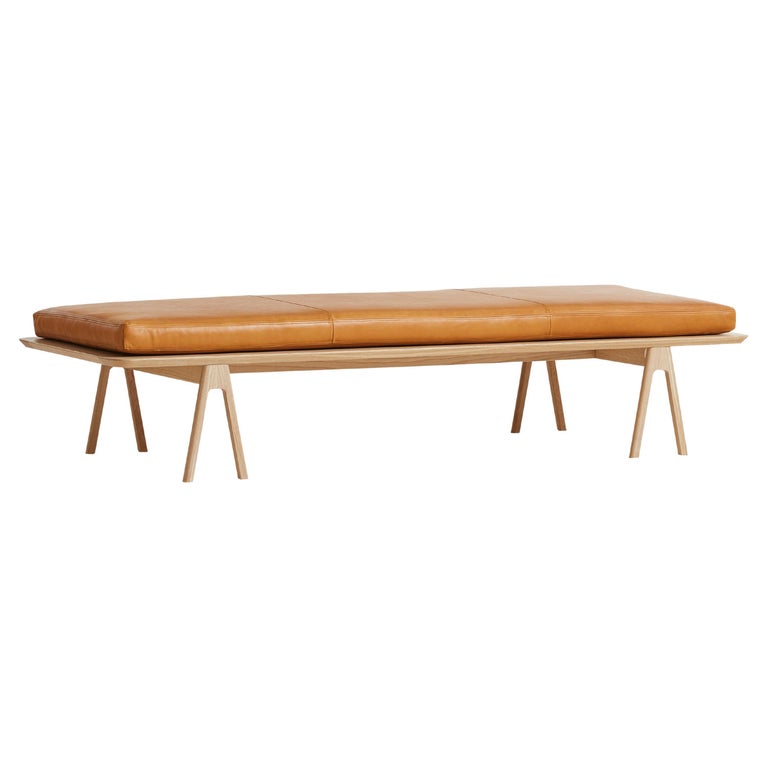 Oak Cognac Leather Level Daybed by Msds Studio For Sale at 1stDibs
