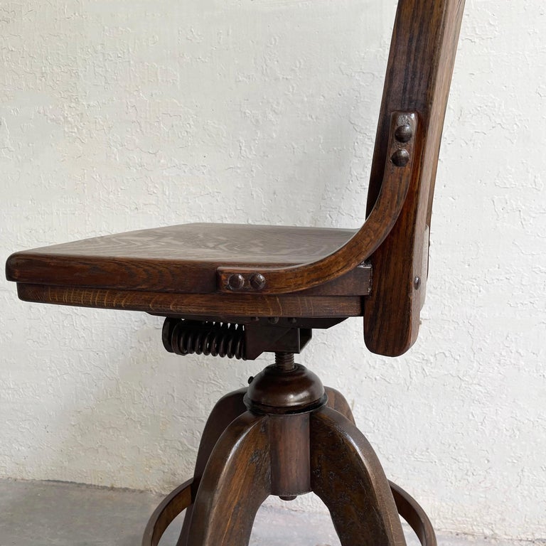 Oak Craftsman Architect Drafting Stool For Sale at 1stDibs