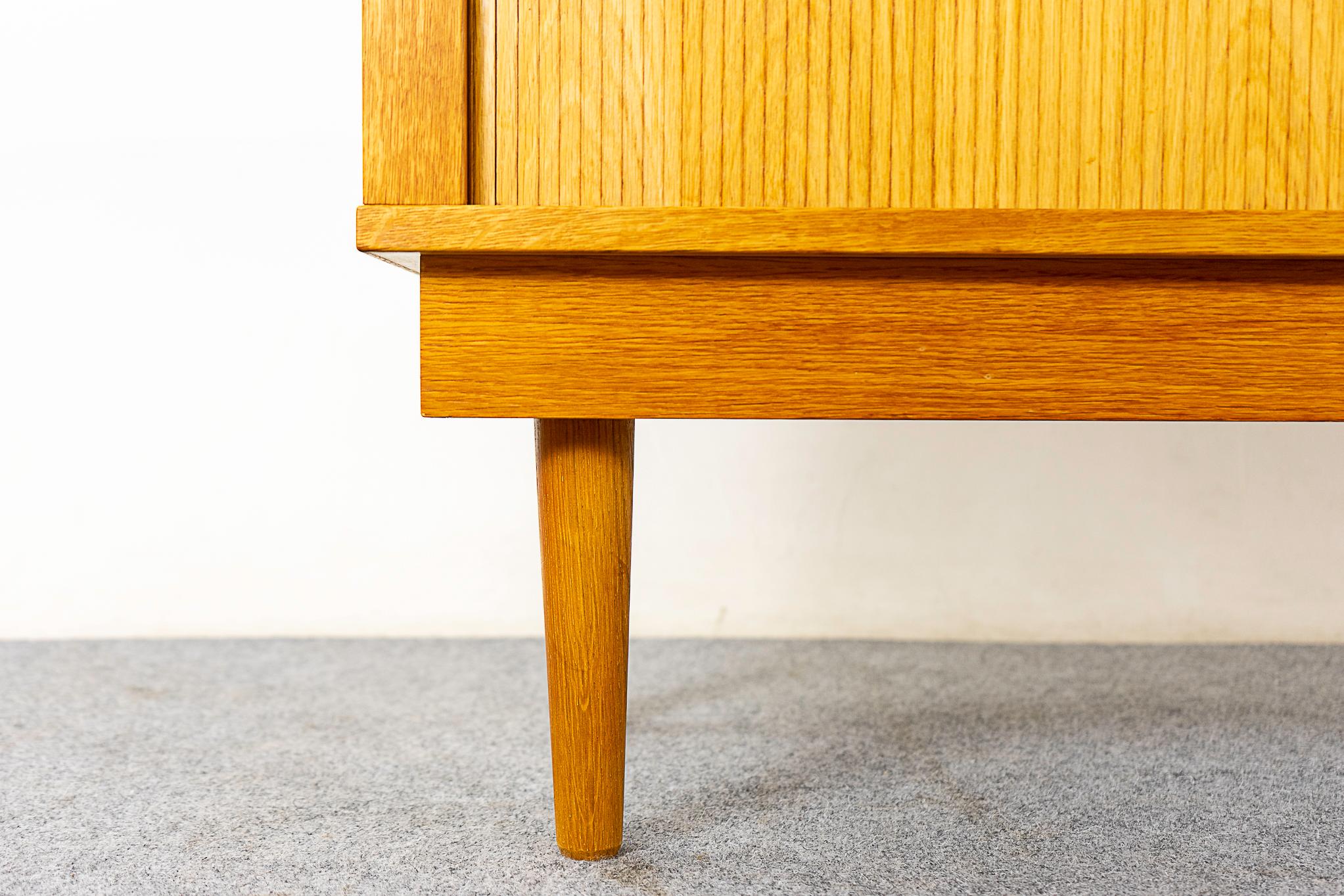 Oak Danish Tambour Door File Cabinet For Sale at 1stDibs