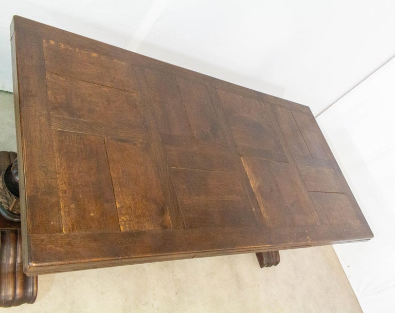 Oak Dining Table Basque Spanish Renaissance Revival Refectory Extends ...
