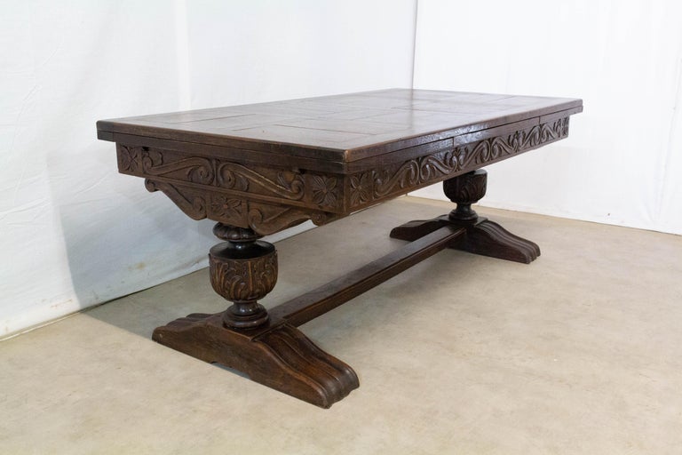 Oak Dining Table Basque Spanish Renaissance Revival Refectory Extends ...