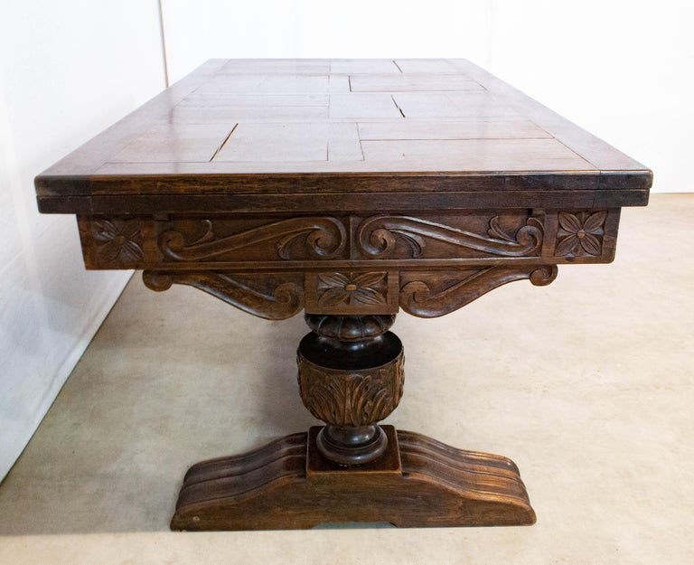 Oak Dining Table Basque Spanish Renaissance Revival Refectory Extends ...